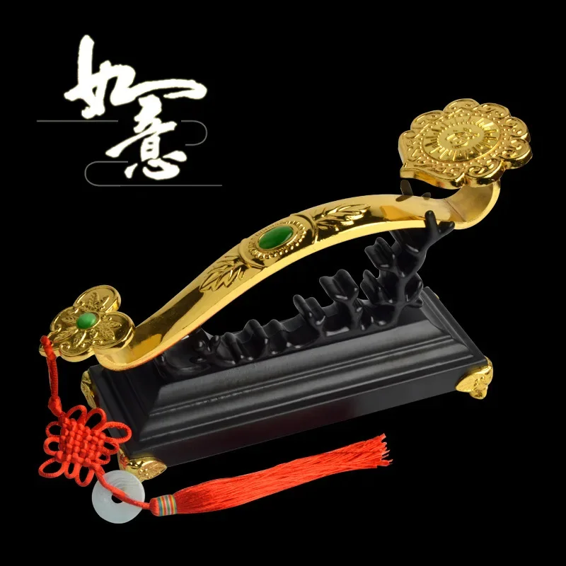 Chinese-Amulet-Crafts-Golden-Auspicious-Ruyi-Gifts-Home-Furnishing-Feng-Shui-Power-Scepter ...