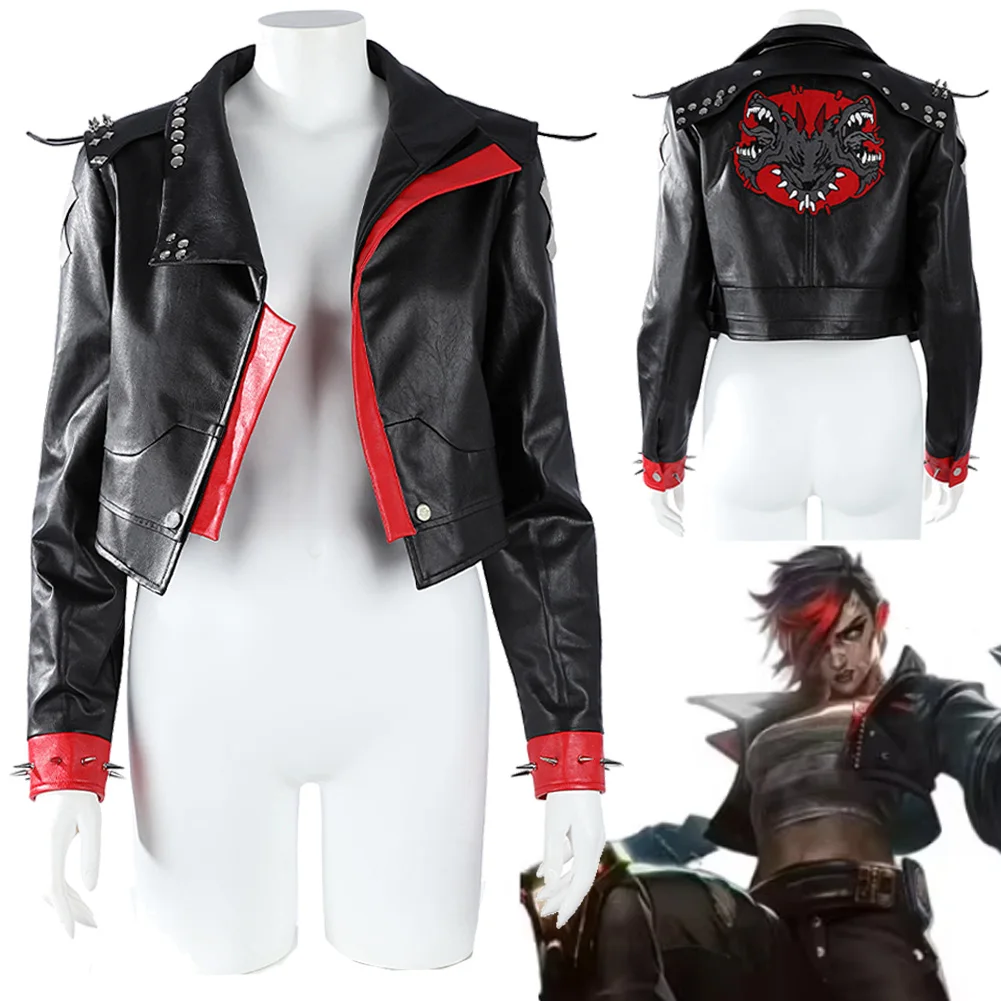 Spiel-LOL-Arcane-Vi-Cosplay-Leder-Jacke-Kost-m-Frauen-Rolle-Casual-Mode ...
