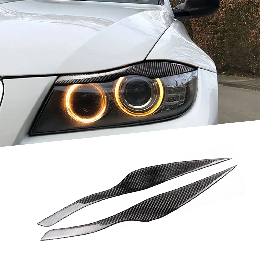 For-BMW-F10-F30-E90-3-5-Series-Carbon-Fibre-Car-Front-Headlight-Eyebrow ...
