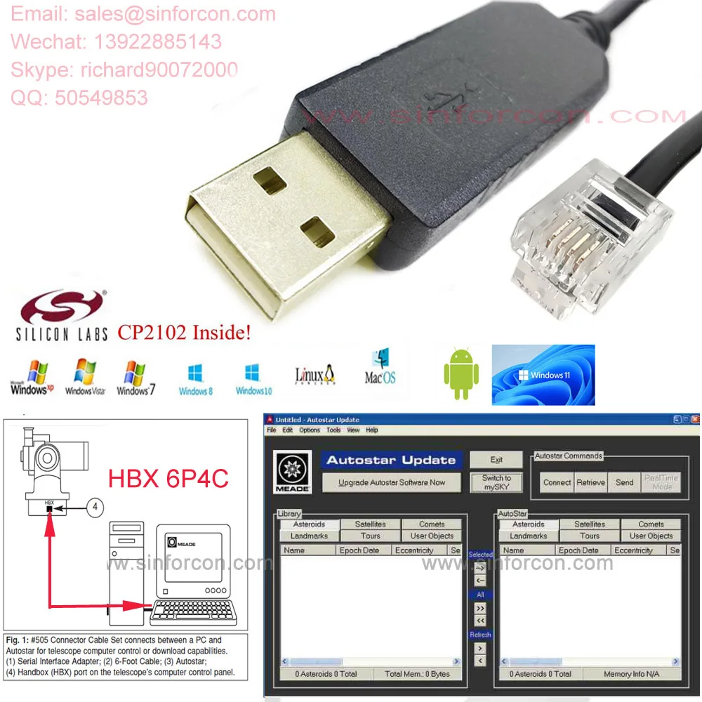 Cp2102 Usb Rs232 To Rj12 Rj11 6p4c For Stellarium To Control Meade ...