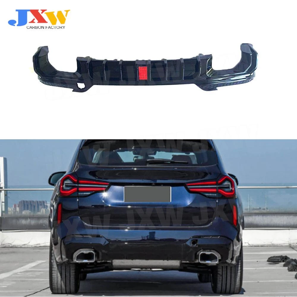 ABS Carbon Look/Gloss Black Rear Bumper Diffuser Lip With LED Light For ...