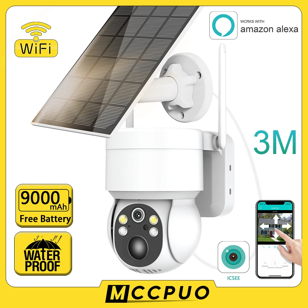 Icsee 5mp Wifi Solar Surveillance Camera Outdoor Pir Motion Detection ...