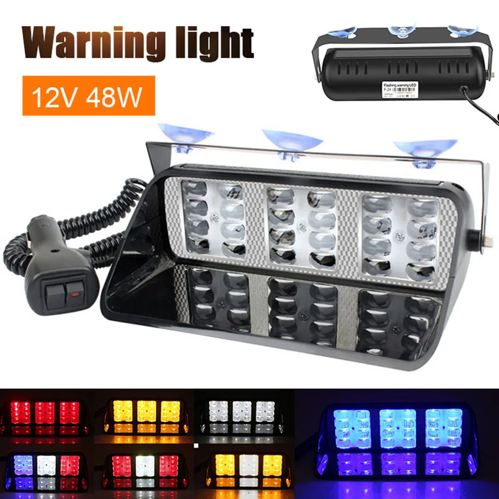 Universal 24LED Car Strobe Light 12V Emergency Warning Lamp Red Blue ...