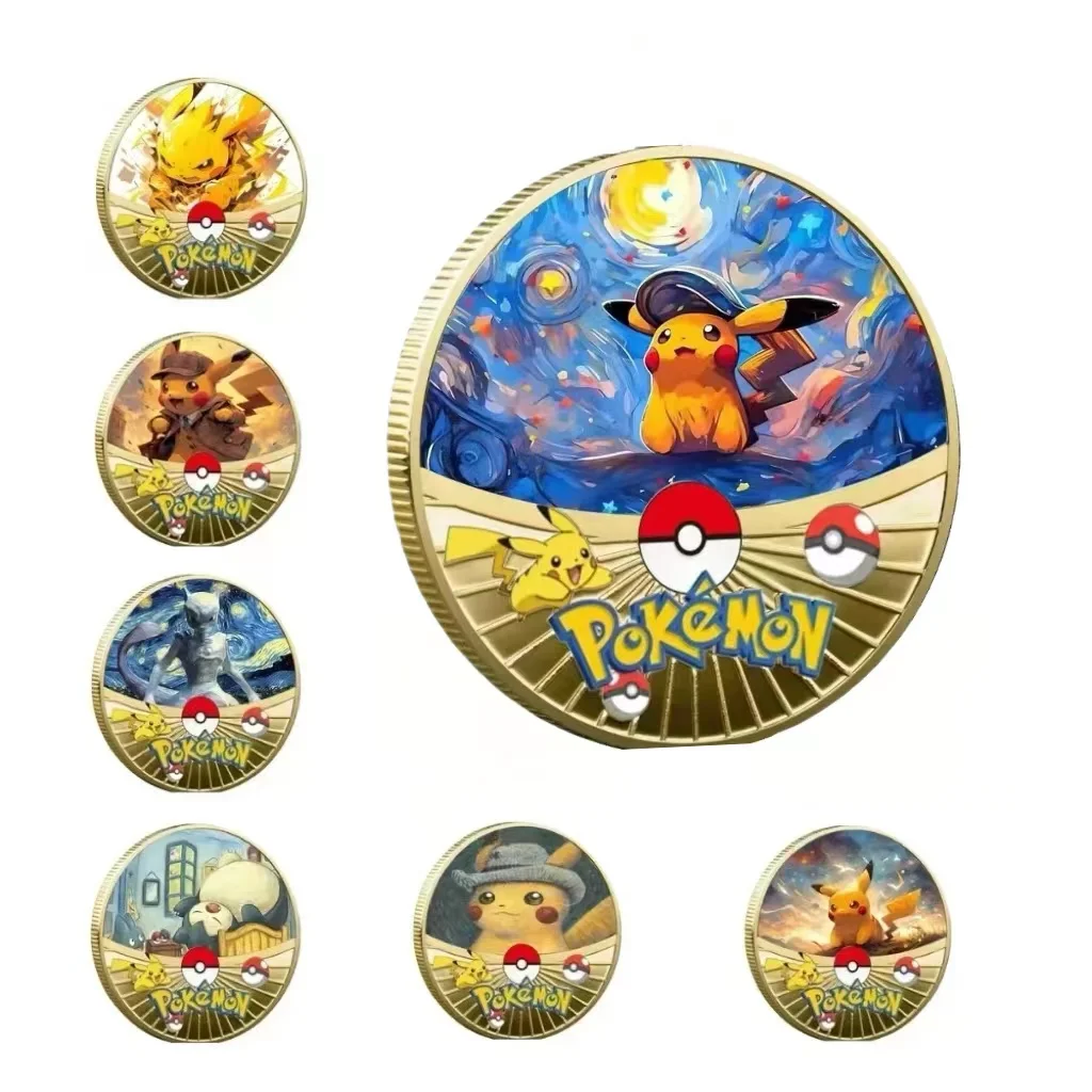 New-Pokemon-Gold-Coin-Metal-Set-Pikachu-Charizard-Commemorative-Anime ...