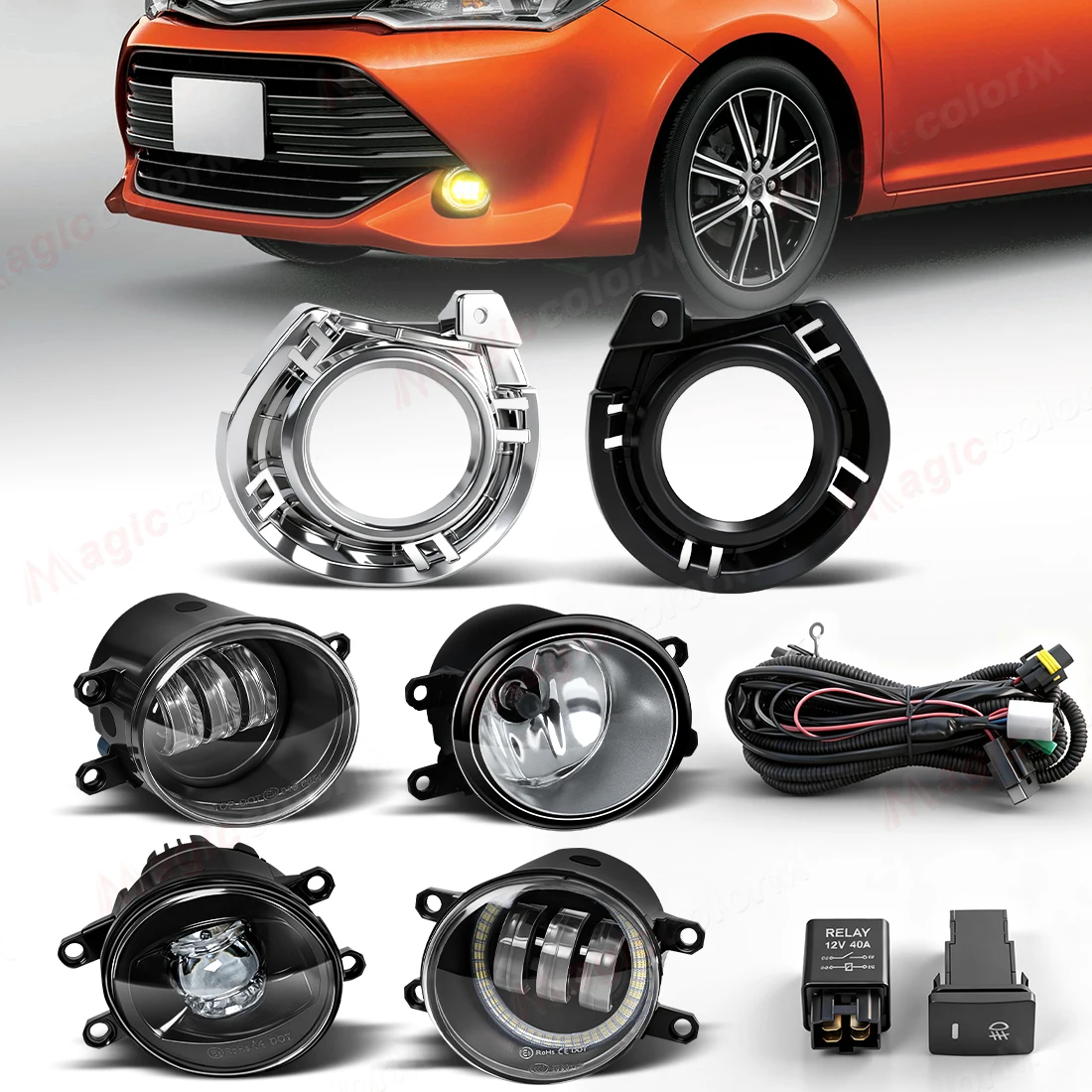 Fog Lamp Assembly For Toyota Corolla AXIO 2015 2016 2017 Foglight Front ...