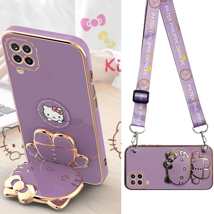 Hello-Kitty-Holder-Bracelet-Strap-Lanyard-Plating-Phone-Case-For-Samsung-Galaxy-S23-Ultra-S22 ...