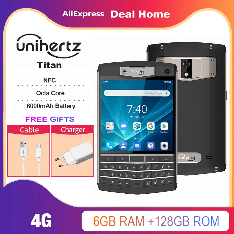 Original Unihertz Titan IP67 Waterproof QWERTY Smartphone MT6771 Octa Core Android 10 6GB+128GB ...