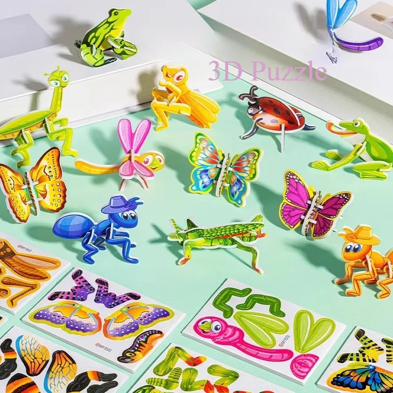 Cartoon-Handmade-DIY-3D-Jigsaw-Puzzle-Insect-Dinosaur-Animal-25PCS-Set ...