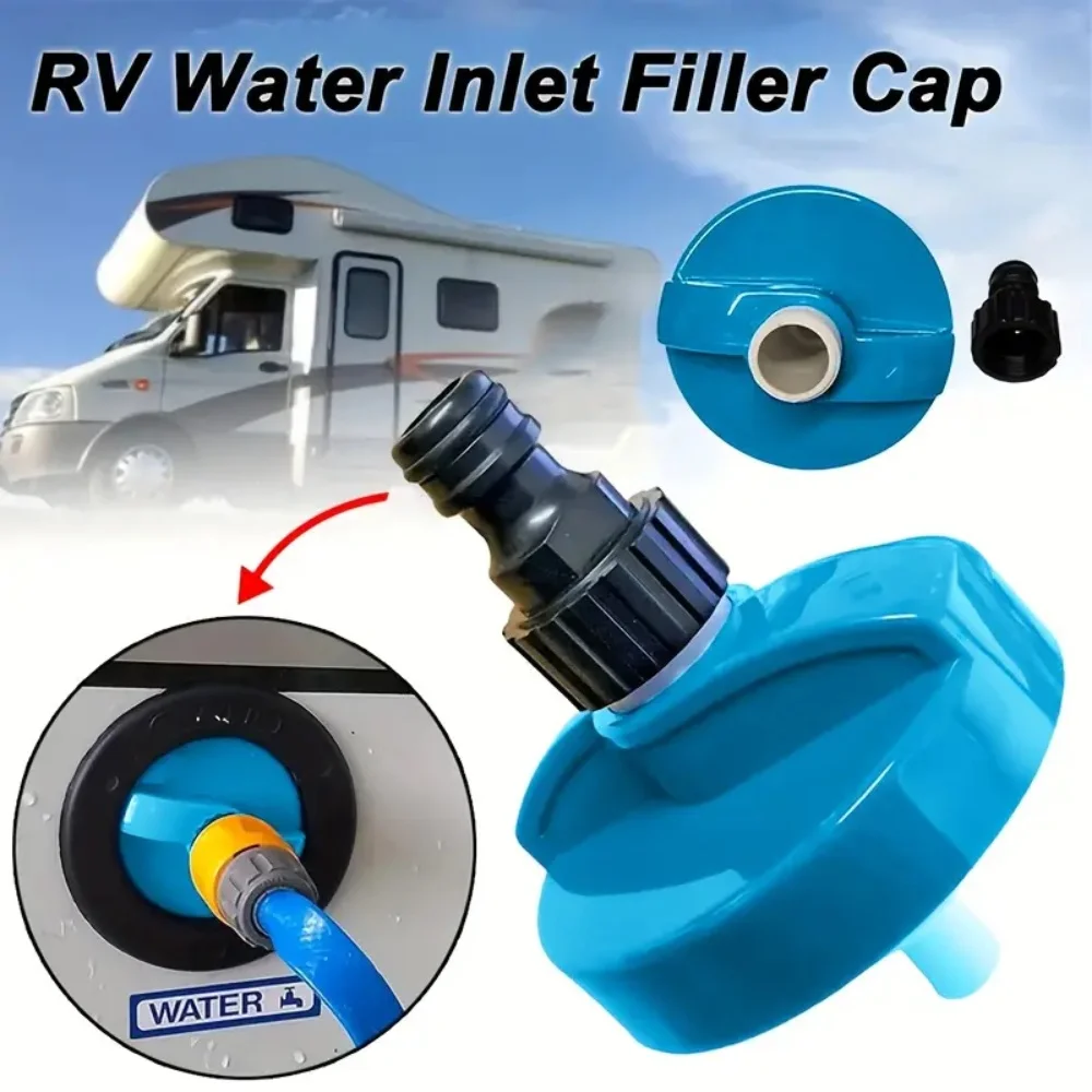 A Set RV Water Inlet Filler Cap Quick Hose Connector For Caravan ...
