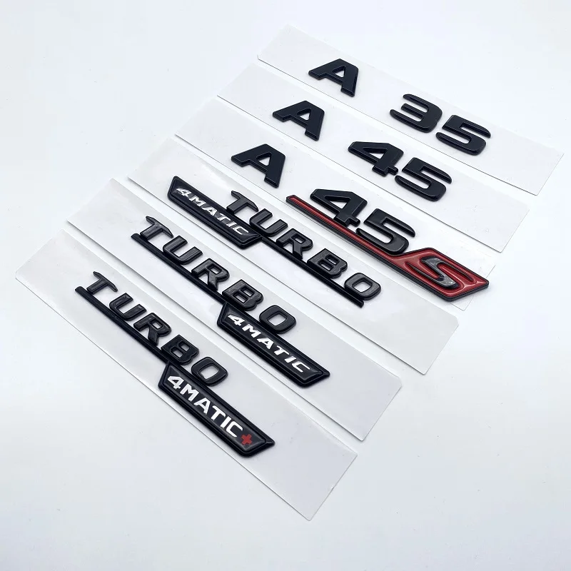 3D-ABS-Glossy-Black-Letters-A35-A45-A45S-Turbo-4matic-Emblem-for ...
