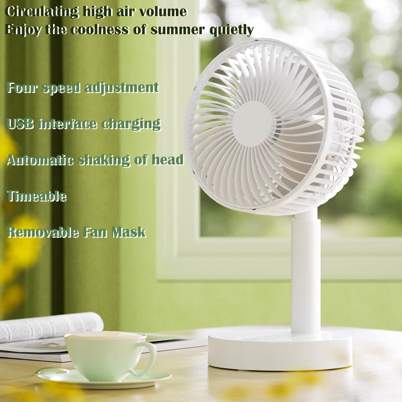 Mini Desk Fan with 4 Speeds, 90° Vertical and Horizontal Adjustment ...