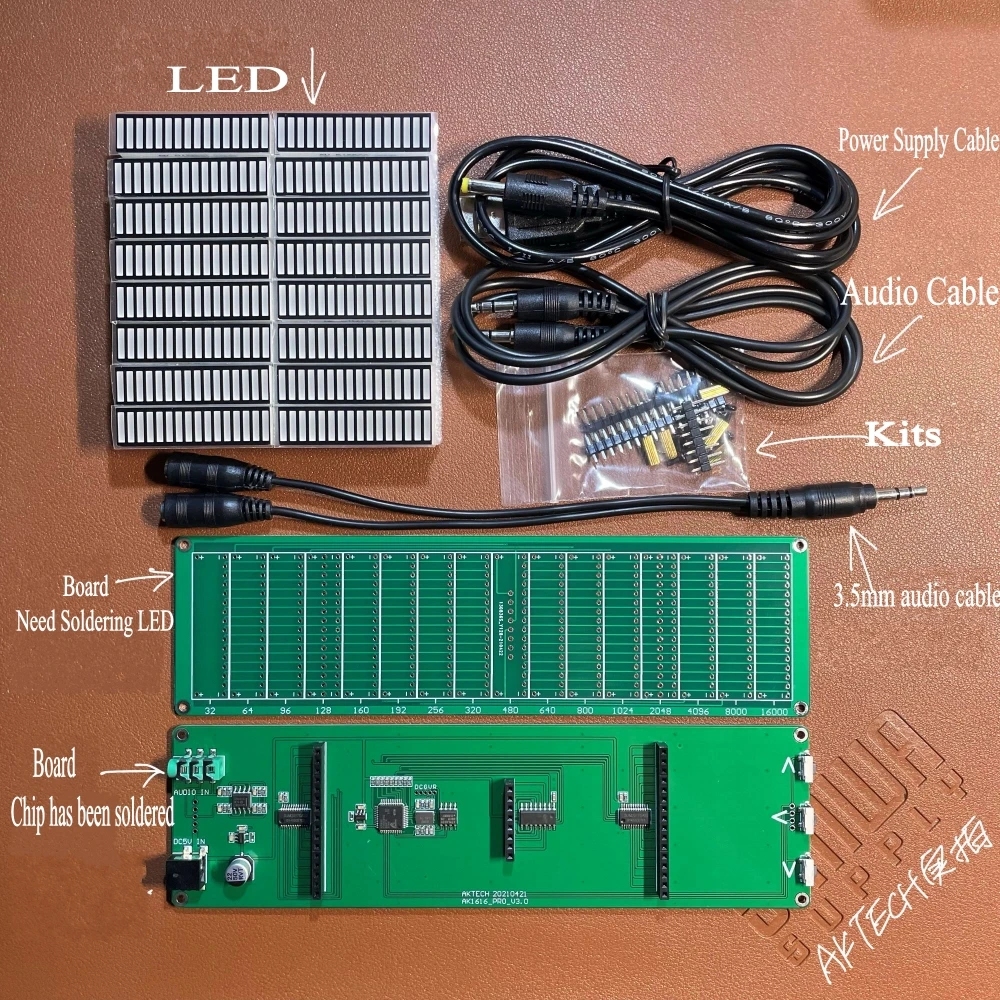 AK1616-PRO-Diy-Kits-level-LED-Music-Spectrum-Analyzer-Audio-Level-VU ...