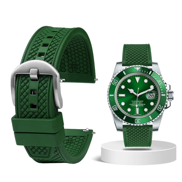 Rubber Watchband For Seiko IWC Rolex Waffle Strap Bracelets Fashion ...