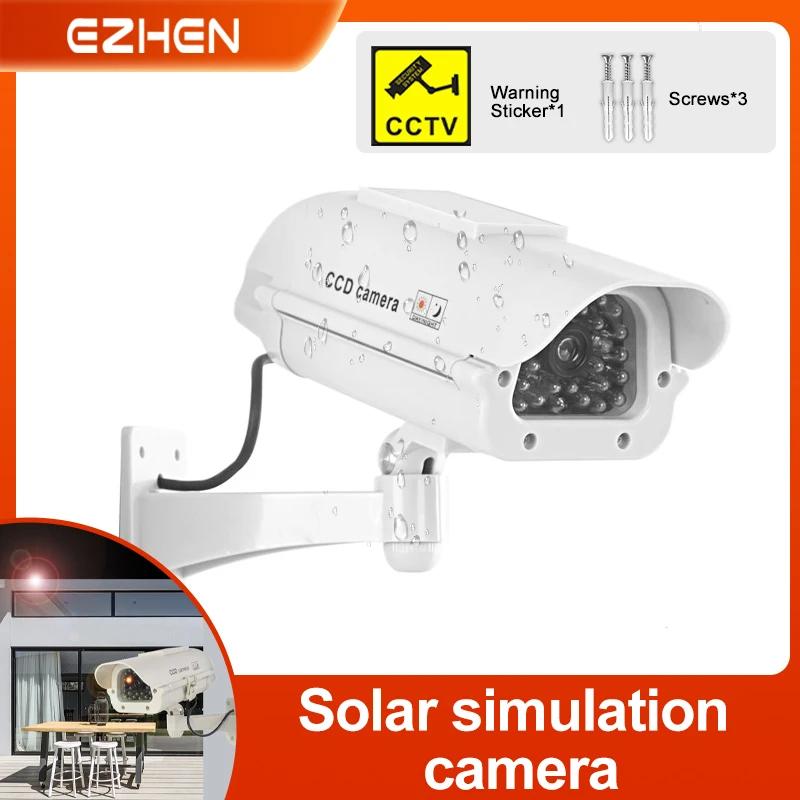 1PC-Simulation-Camera-Monitor-Solar-Outdoor-Waterproof-with-LED-Lights ...