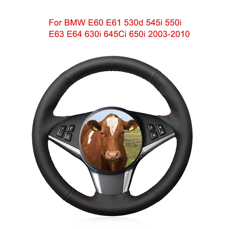 DIY-Cowhide-Leather-Car-Steering-Wheel-Cover-Customized-Steering-Wrap ...
