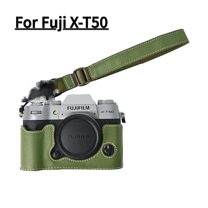 For Fujifilm XT50 PU Camera Case Base Anti-slip Palm Print Magnetic Mount Cover Bag Anti-lost ...