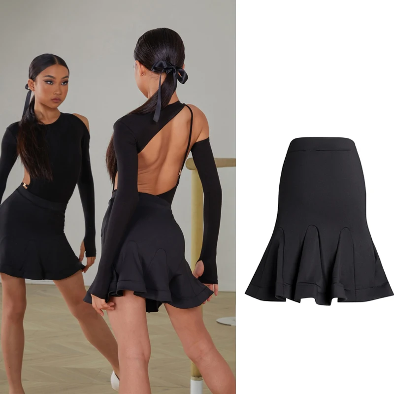 ZYM-Children-Latin-Dance-Skirts-For-Girls-Black-Fishbone-Skirts-Chacha ...