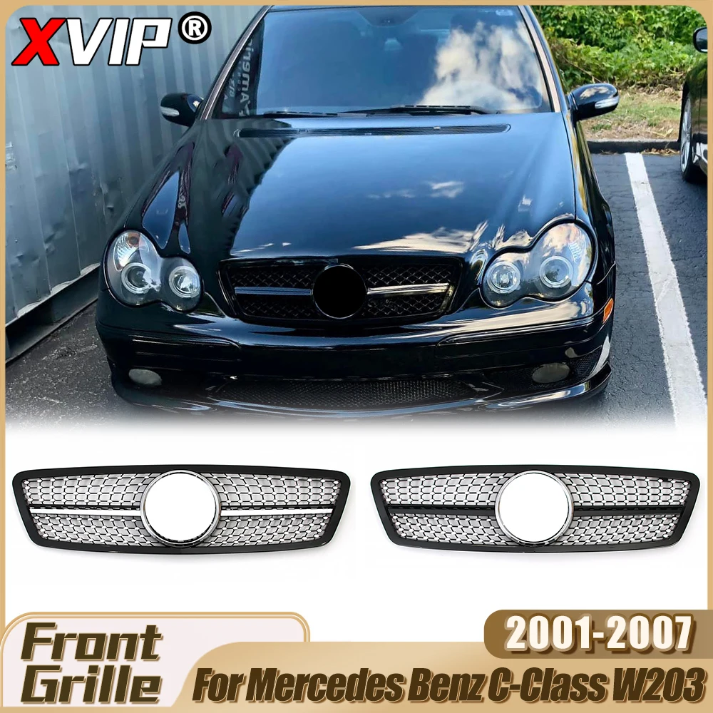 XVIP Glossy Black AMG Style Bumper Grille For Mercedes Benz C-Class ...
