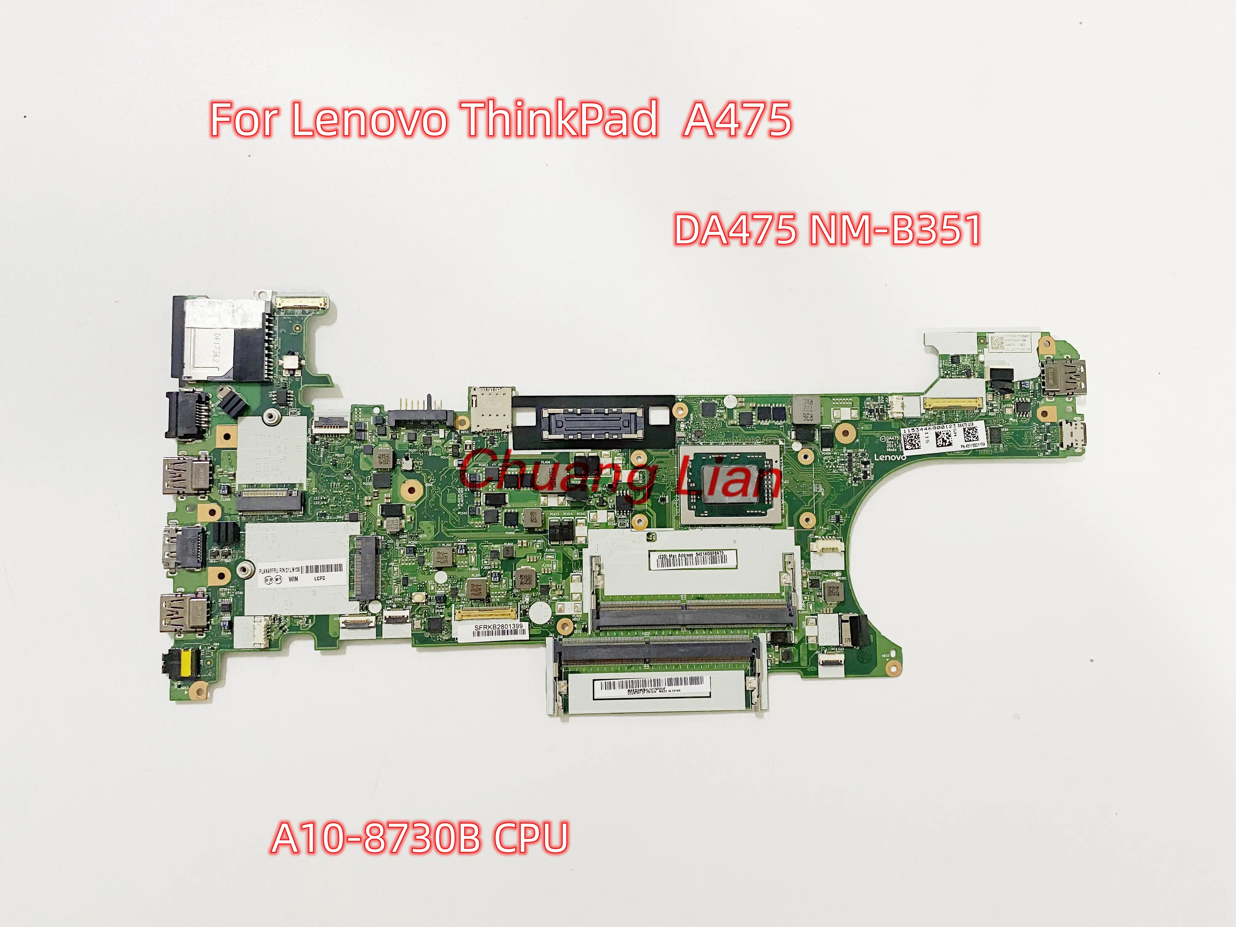 Lenovo ThinkPad A475 노트북 마더보드 용 DA475 NM B351 AMD PRO A10 8730B CPU ...
