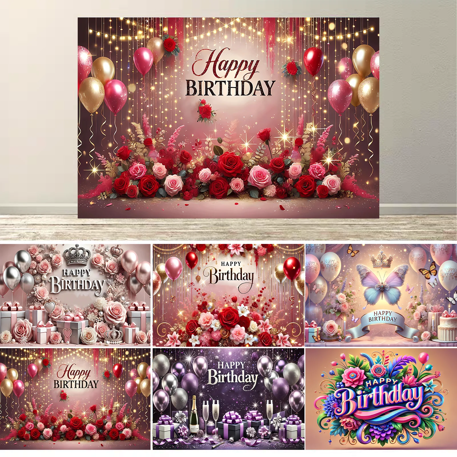 Dewprint Happy Birthday Backdrop Banner for Women Party Decorations ...