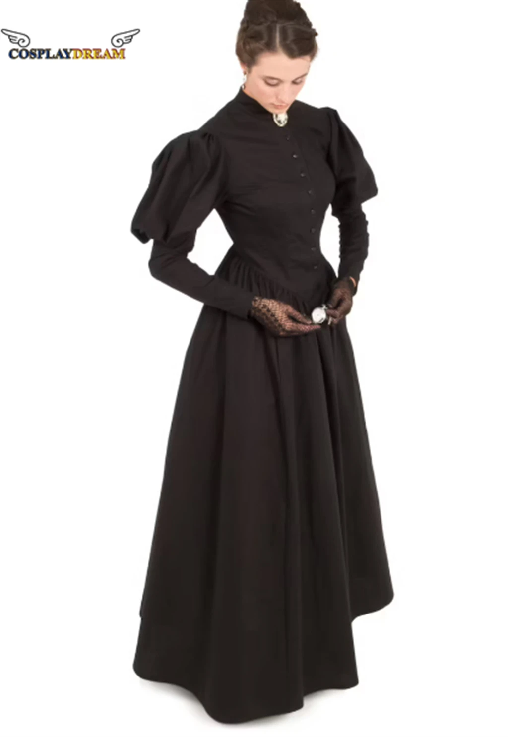 Victorian Mourning Dress Victorian Day Dress Black Bustle Dress Gothic ...
