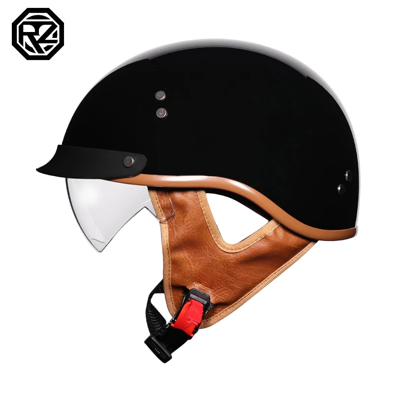 Motorcycle-helmet-retro-German-half-helmet-jet-2-1-helmet-with-built-in ...