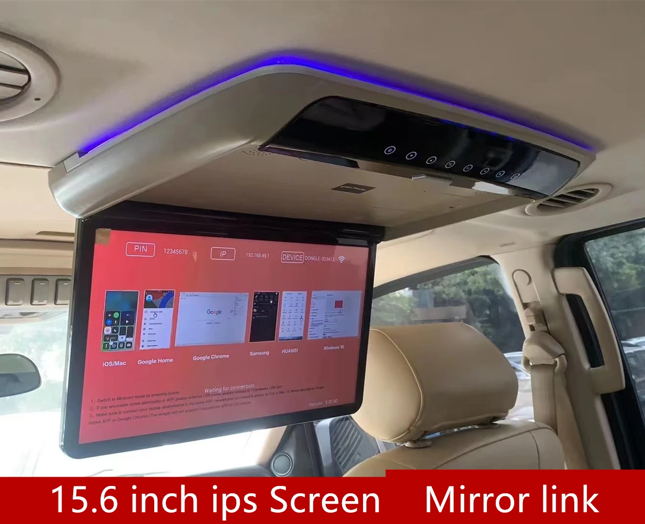 15-6-Car-Roof-Monitor-LCD-FHD-Flip-Down-Screen-Overhead-Multimedia ...