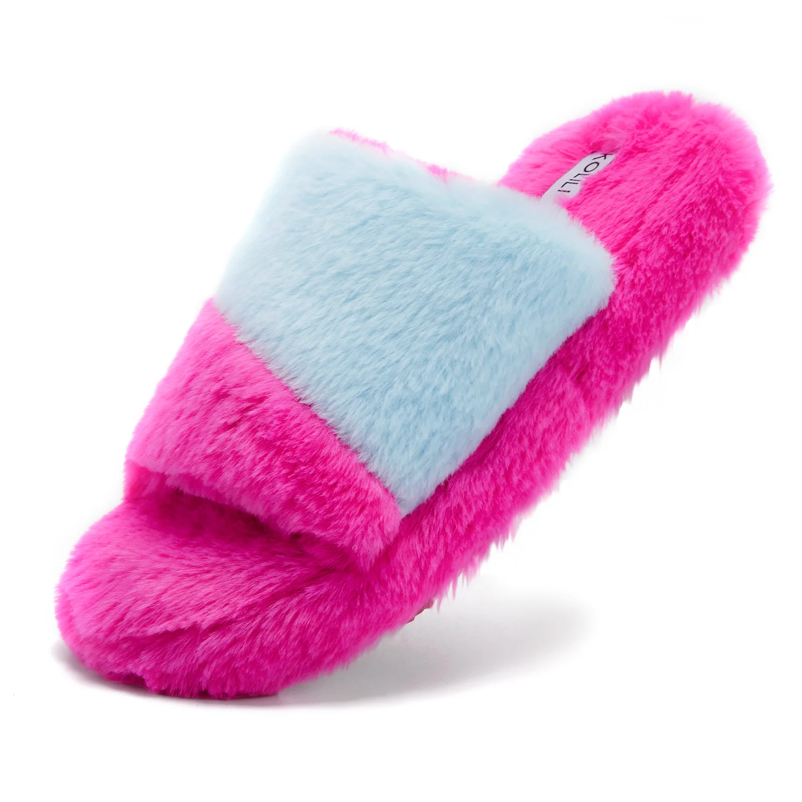 Fuzzy-Memory-Foam-Slippers-for-Women-Fluffy-Open-Toe-Slippers-Curly-Fur ...