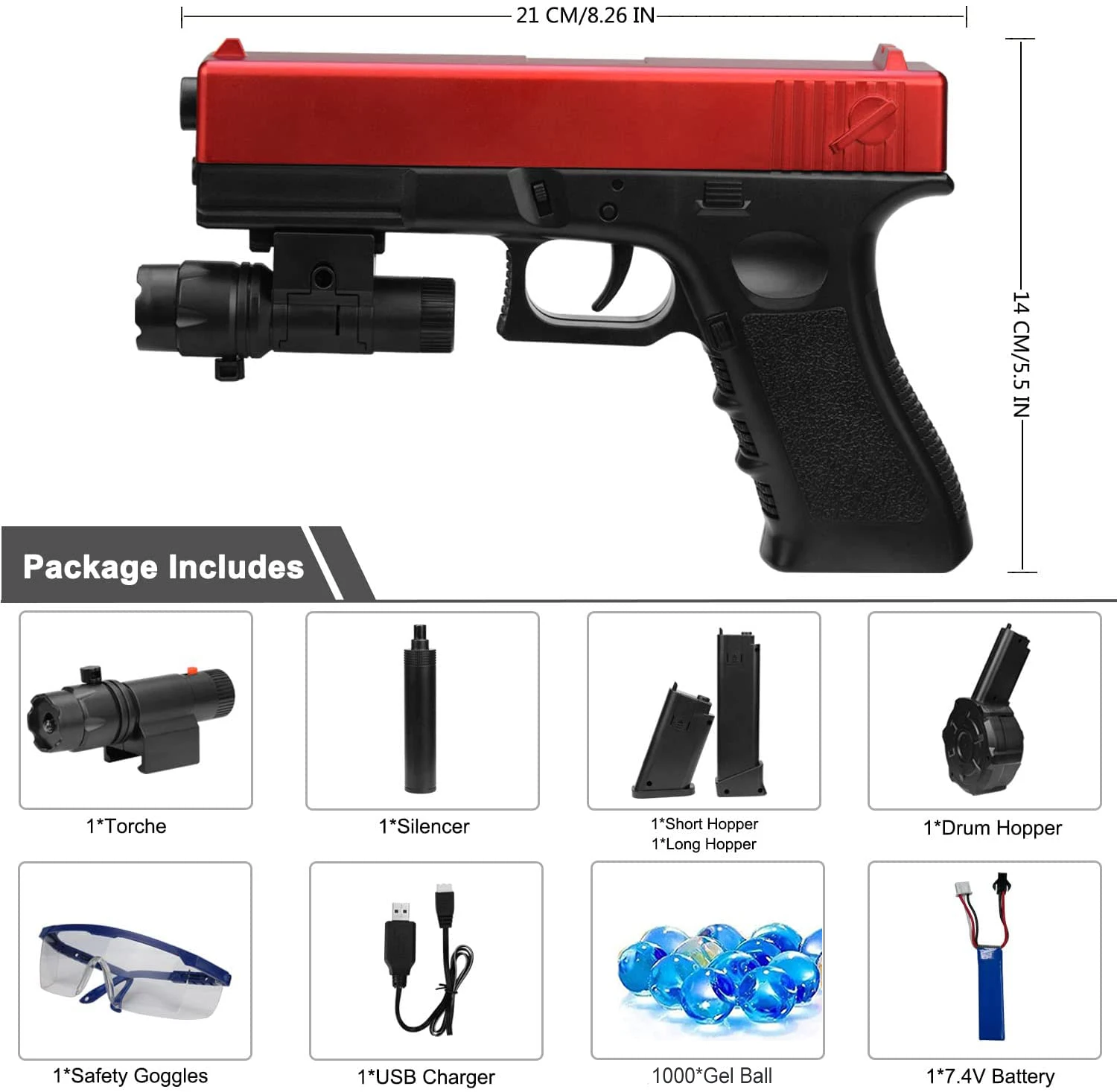 2023 Electric JM X2 Glock Gel Blaster Desert Eagle Splatter, 59% OFF