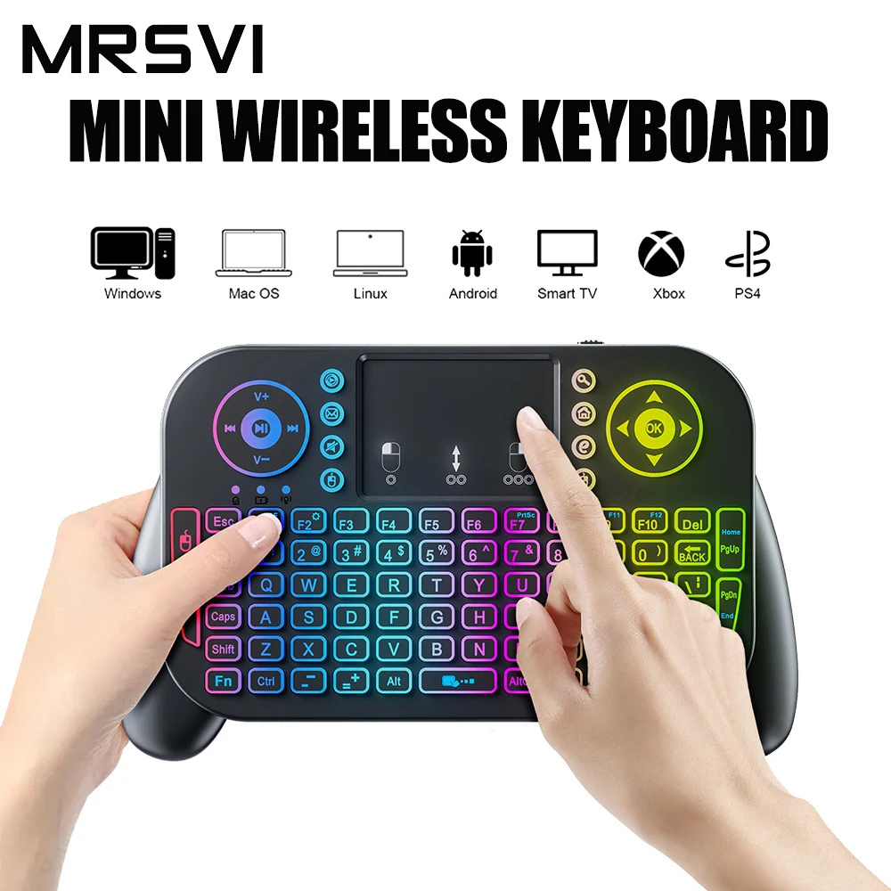 V8-Air-Mouse-Keyboard-2-4G-Touch-7-Color-Backlit-French-spanish-Russian ...