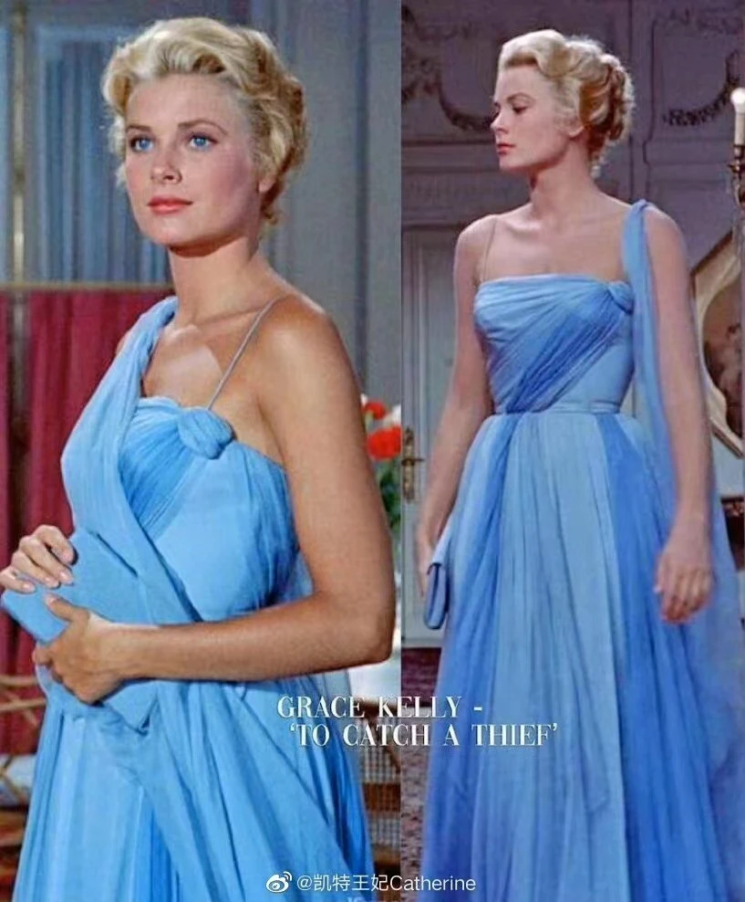 Grace-Kelly-Robe-de-Soir-e-Bleu-Ciel-Tenue-de-Bal-de-Princesse-Vintage ...