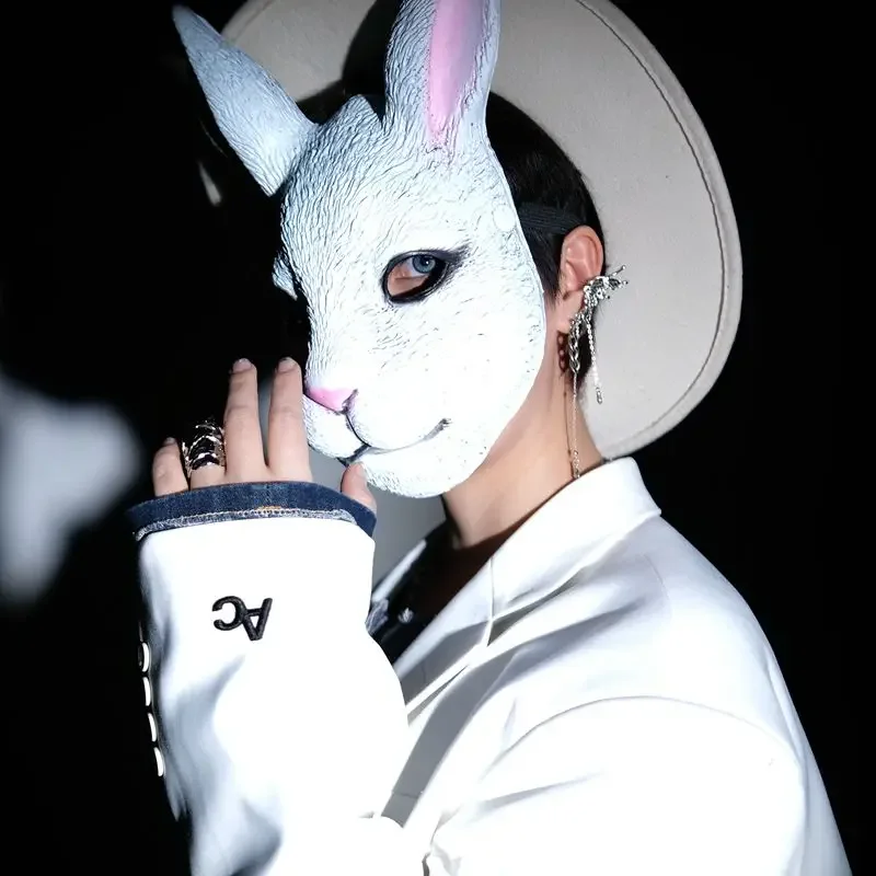 Cosplay-Bunny-Mask-Half-Face-Animal-White-Rabbit-Mask-Punk-Cosplay ...