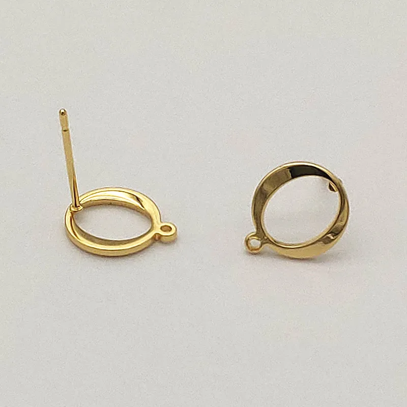 New Arrival! 12x10mm 50pcs Real Gold Color Plating Copper Round Earring ...