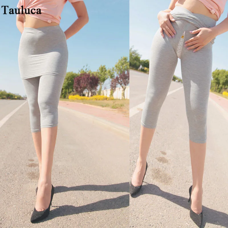 Outdoor Skirt Pants Sex Exhibitionist Sexy Strechy Open Crotch Trousers Hidden Zipper Women ...