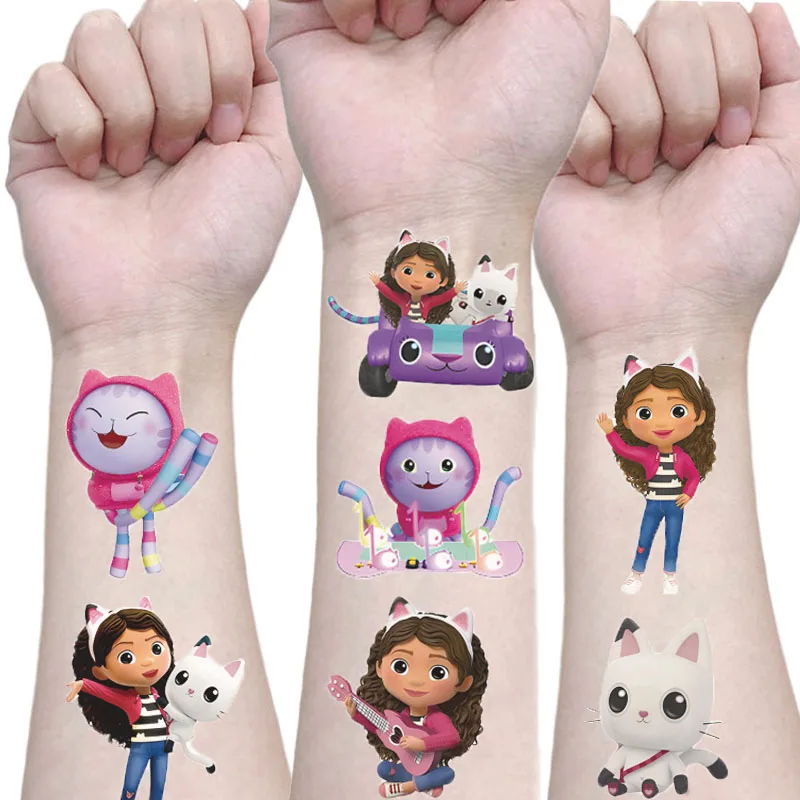 Gabby Dollhouse Cats Tattoo Stickers Waterproof Cartoon Cute Gabby Doll ...