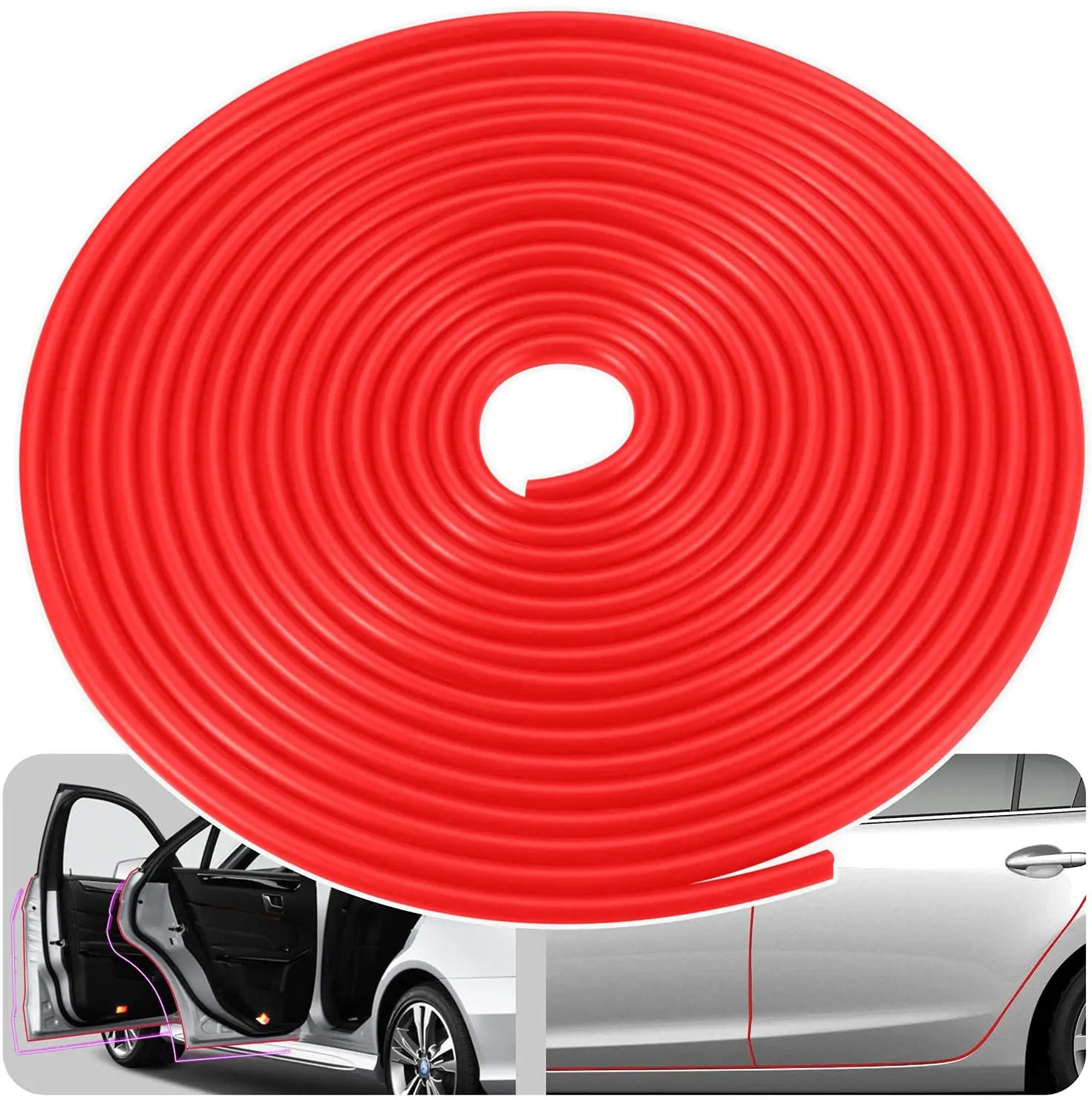 Red-16Ft-U-Shape-Rubber-Seal-Car-Door-Edge-Guard-Molding-Trim ...