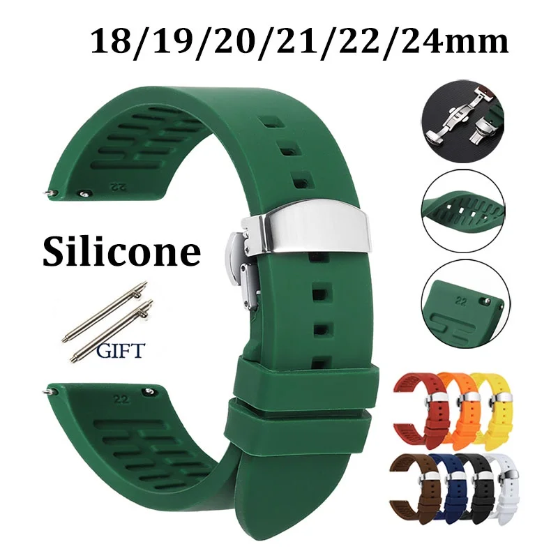 Silicone-Rubber-Watch-Strap-18-19-20-21-22-24mm-Quick-Release ...