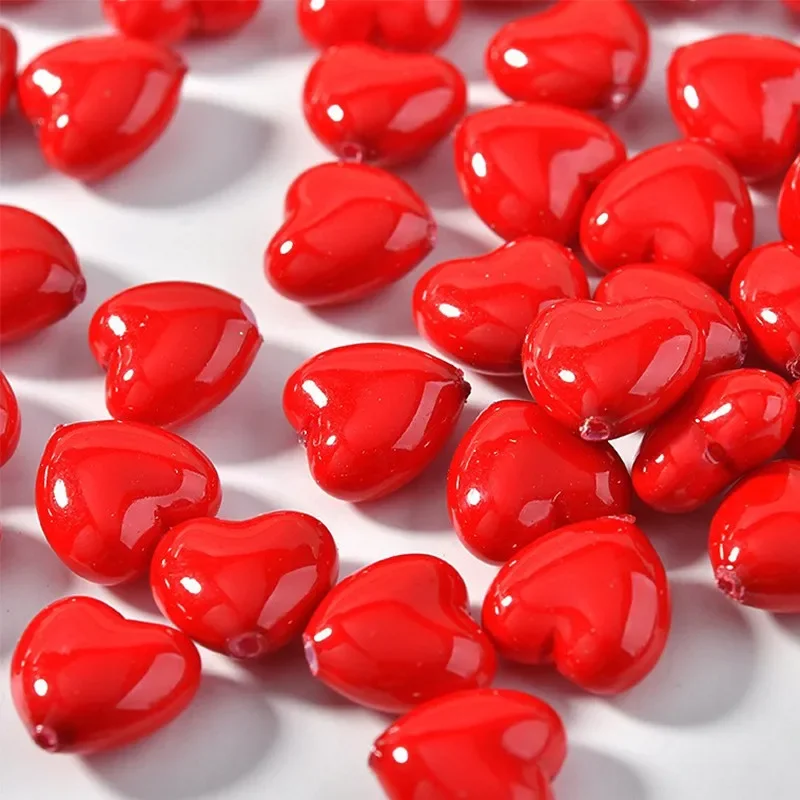New Arrival 10pcs/lot Red Heart Shape Beads DIY Necklace Earrings ...