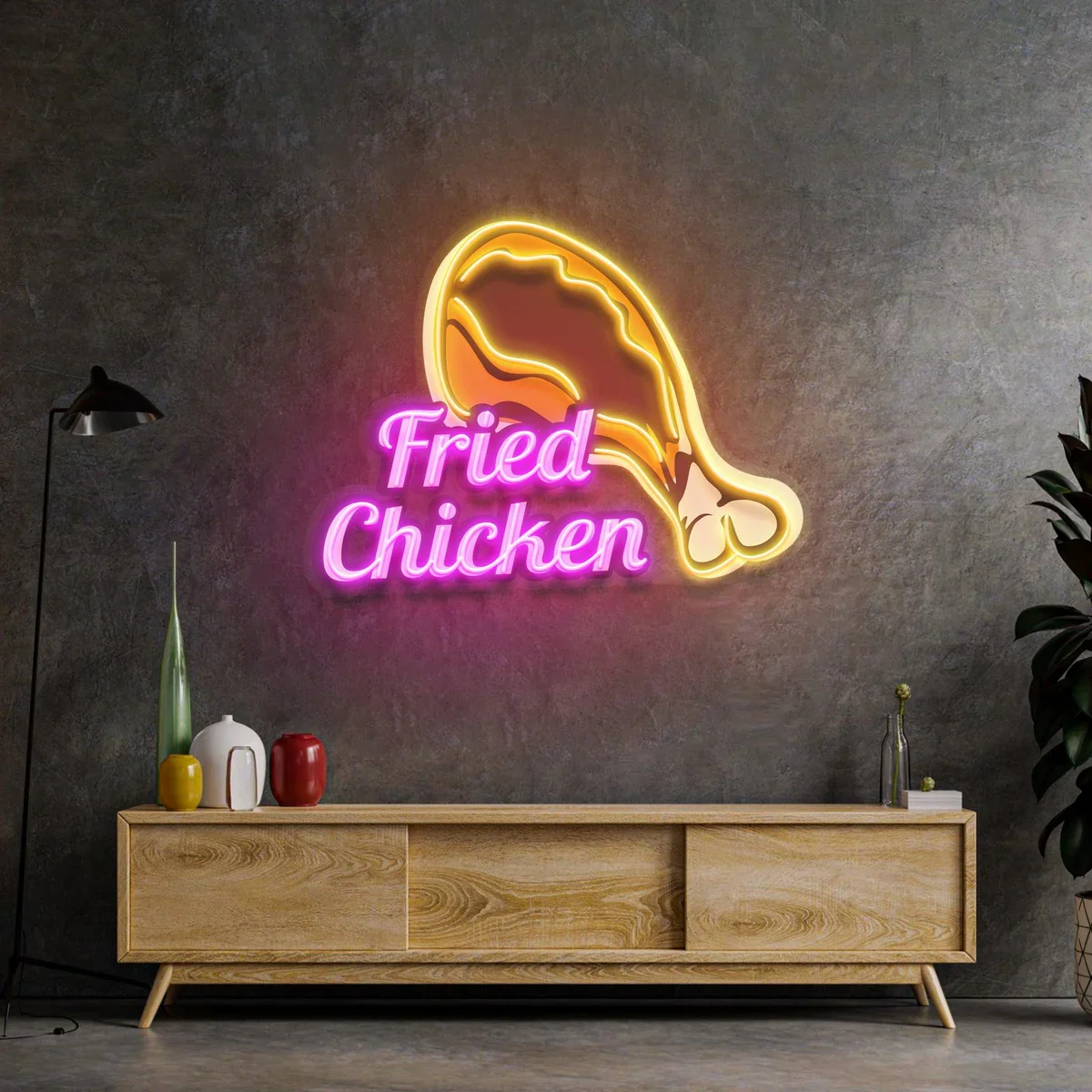 Fried-Chicken-Neon-Sign-Food-Neon-Sign-Dinning-Room-Decor-Acrylic ...