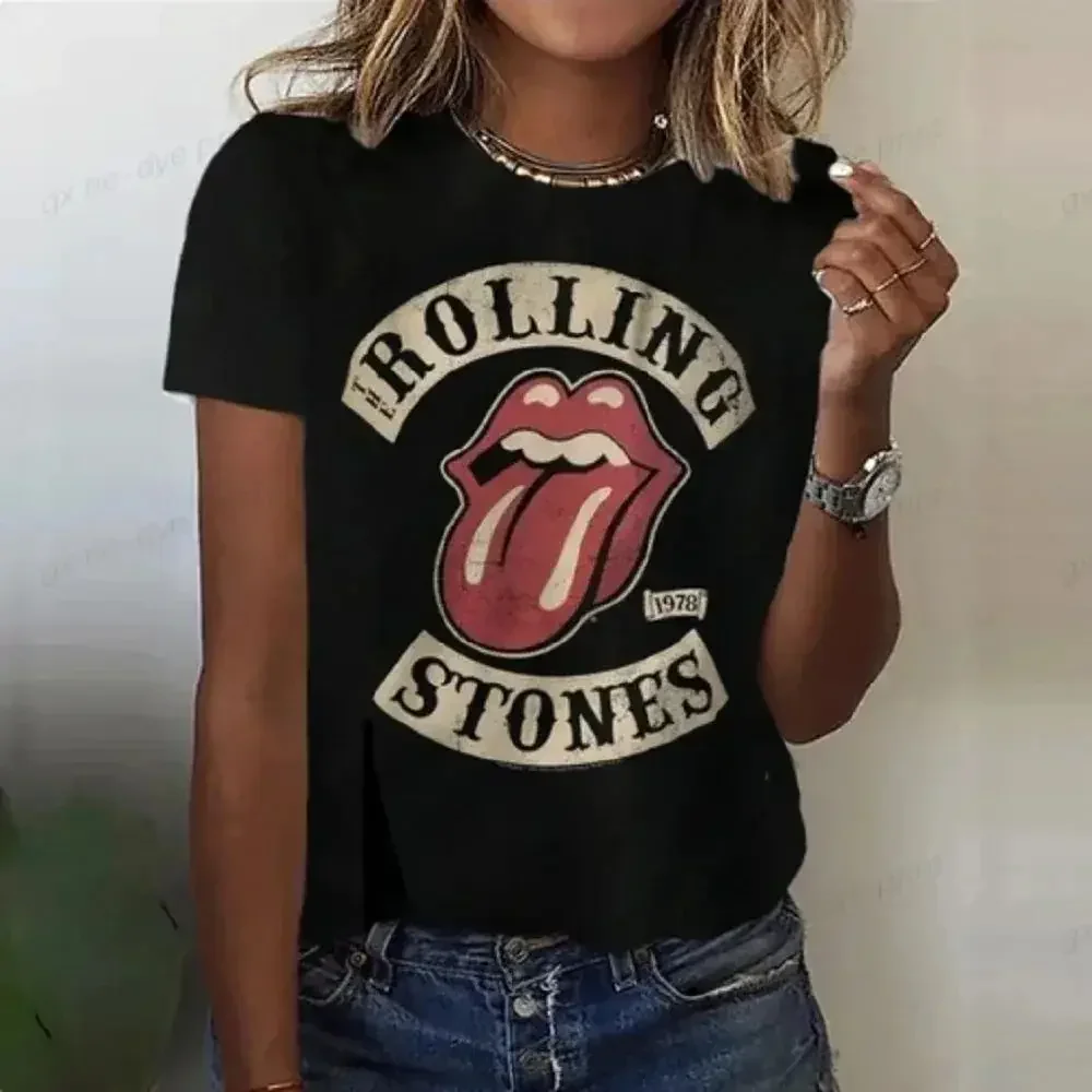 Camiseta-con-estampado-divertido-de-Rolling-Stones-para-Mujer-ropa-de ...