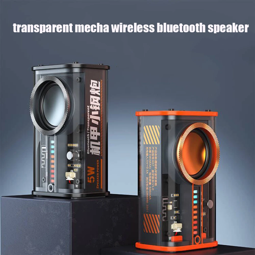 transparent mecha wireless bluetooth speaker sound light rhythm ...