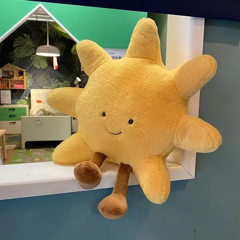 A Adorable Smile Face White Moon Yellow Sun Plushie Stuffed Cute ...