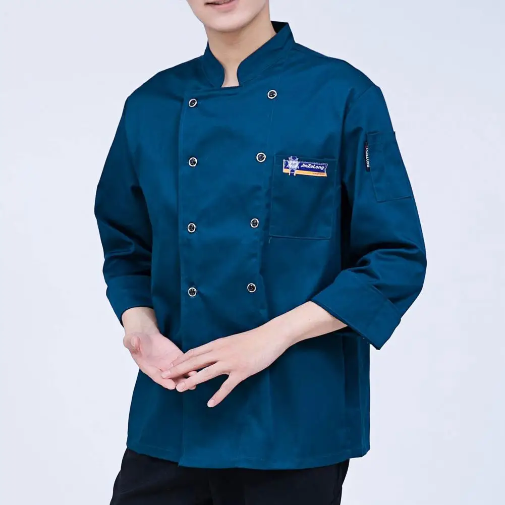 Chef-Top-Soft-Plus-Size-Pure-Color-Chef-Uniform-Stand-Collar-Chef ...