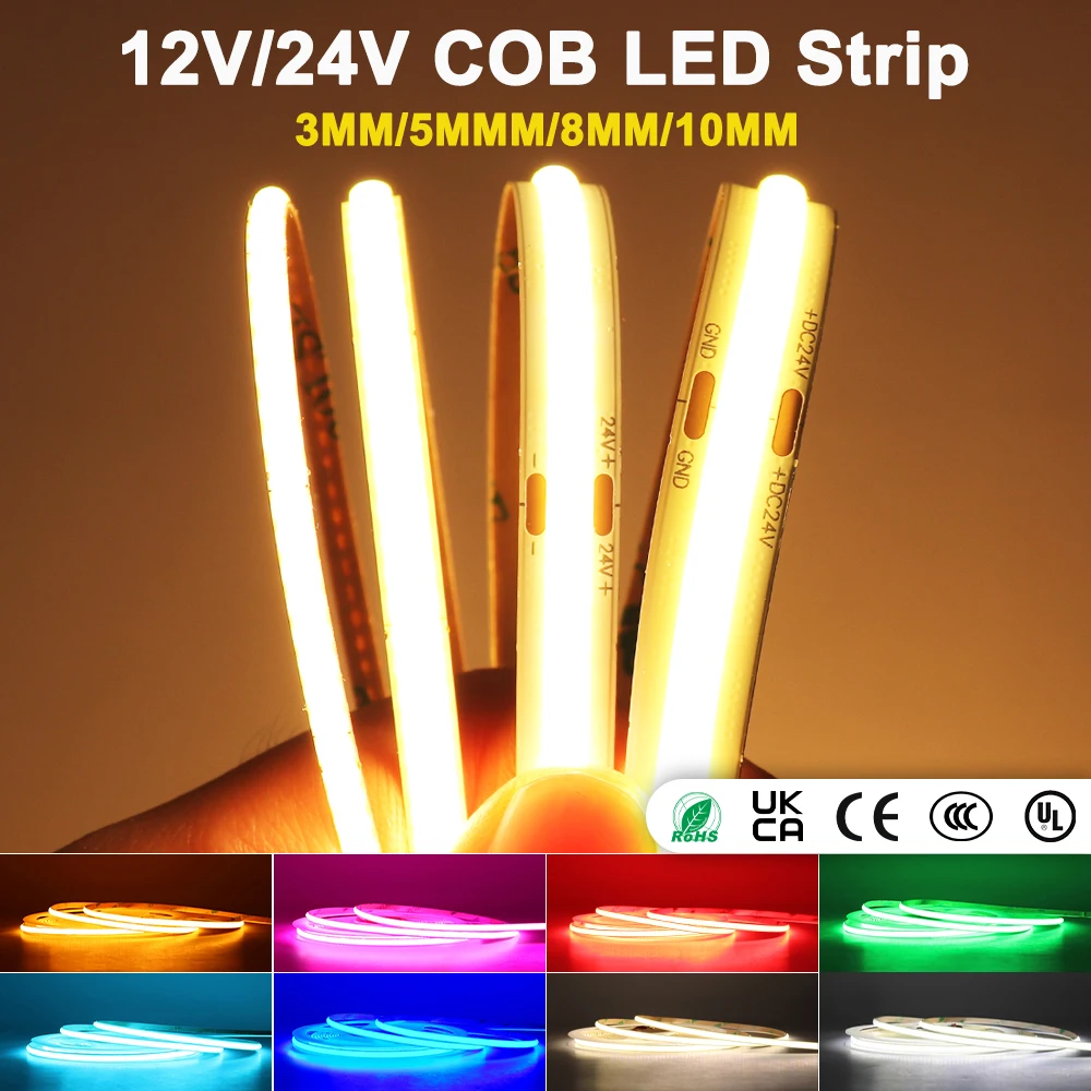 Dimmable Cob Led Light Strip | Led Cob Strip Dimmable 12v | Flexible ...