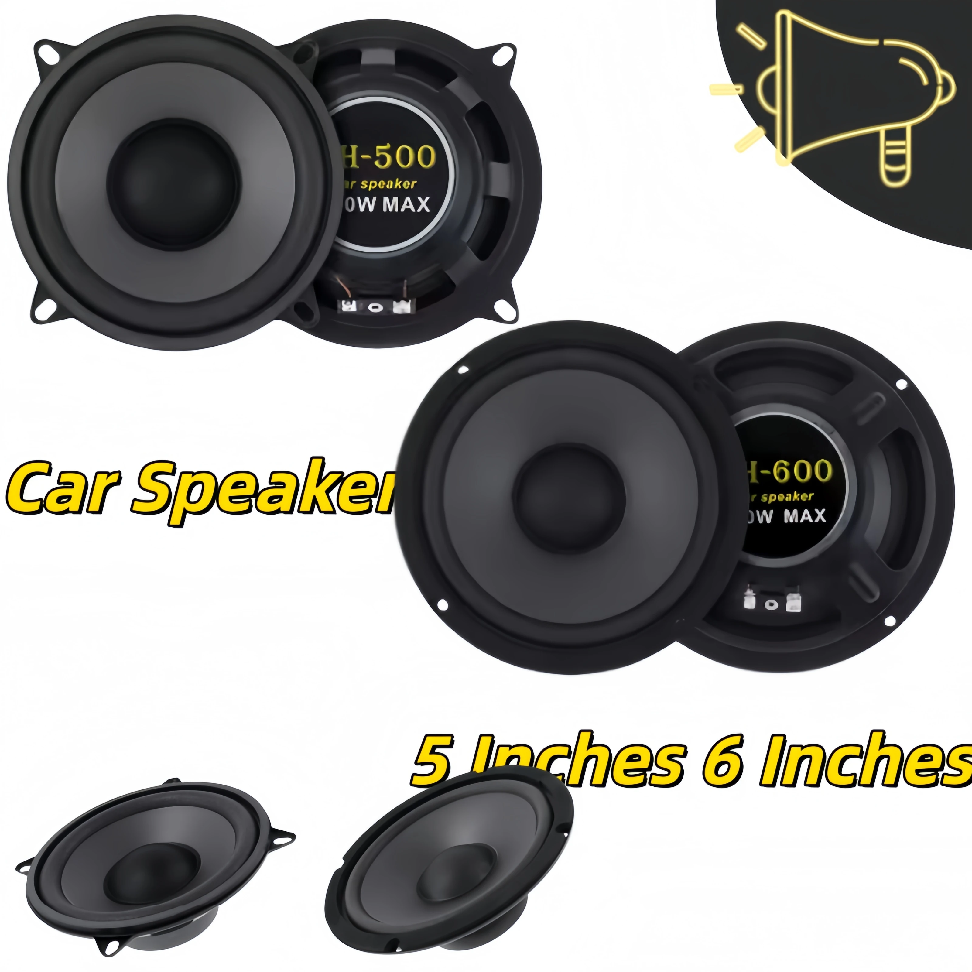 1 Pcs 6Inch 5 Inch Car Speakers 2 Way Coaxial High Fidelity Stereo ...