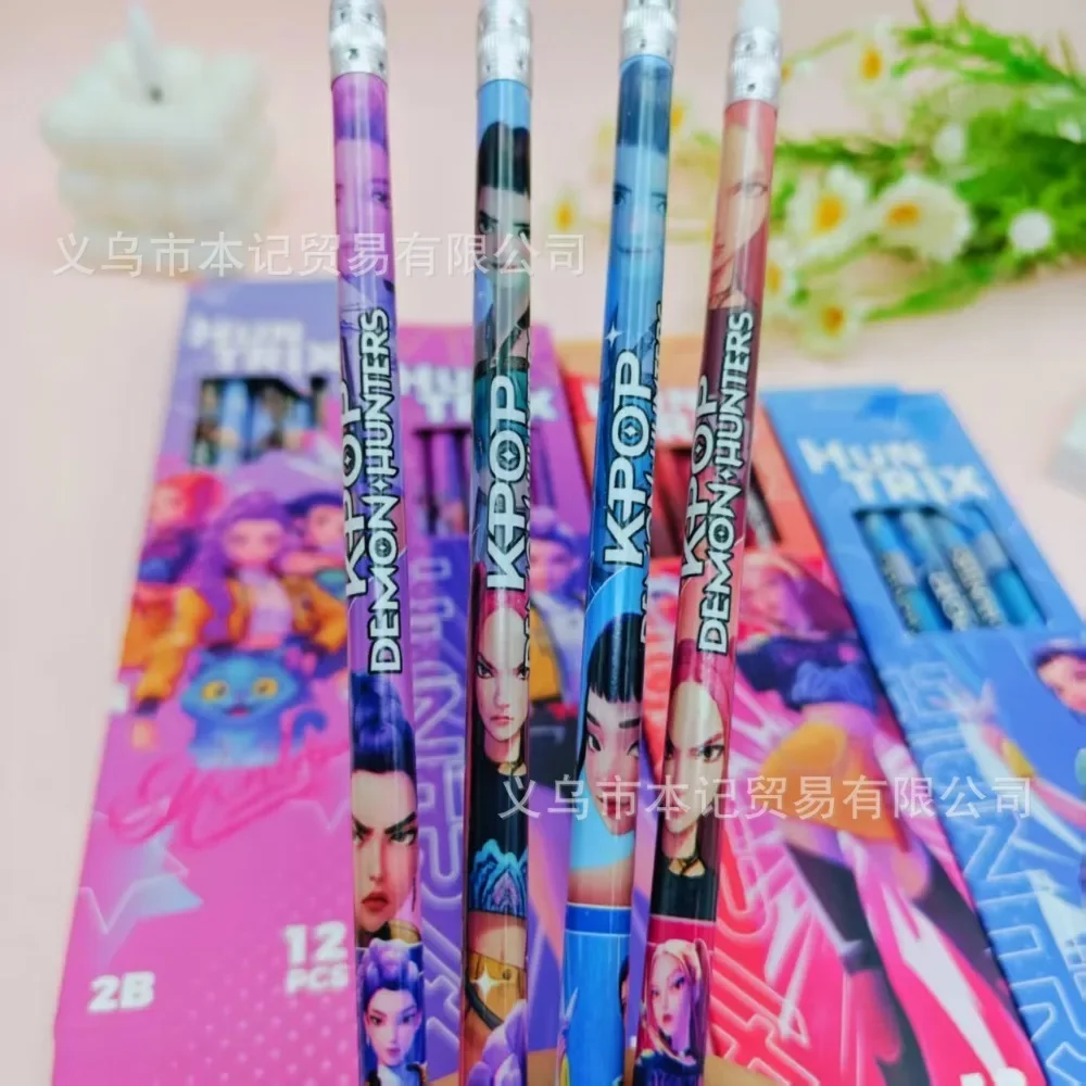 Lot de 12 crayons en bois de graphite 2B pour croquis, collection Kpop ...