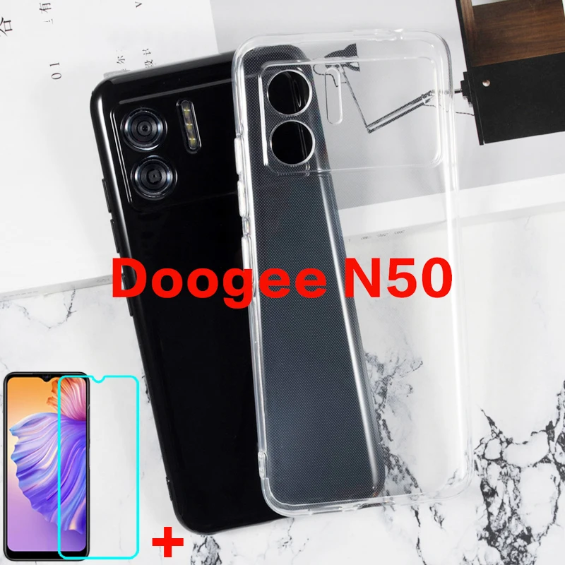 2in1-Tempered-Glass-For-Doogee-N50-Case-Silicon-Shockproof-Soft-TPU ...