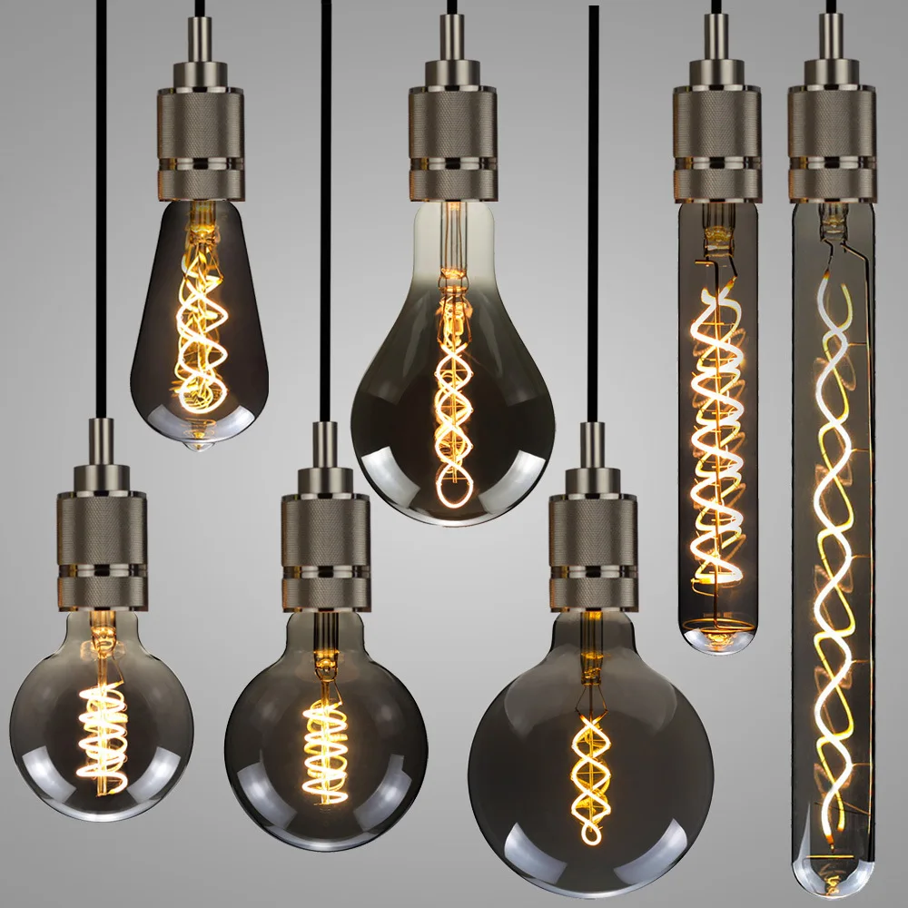 Edison-bulb-led-lamp-electroplating-smoke-gray-warm-light-lamp-E27 ...