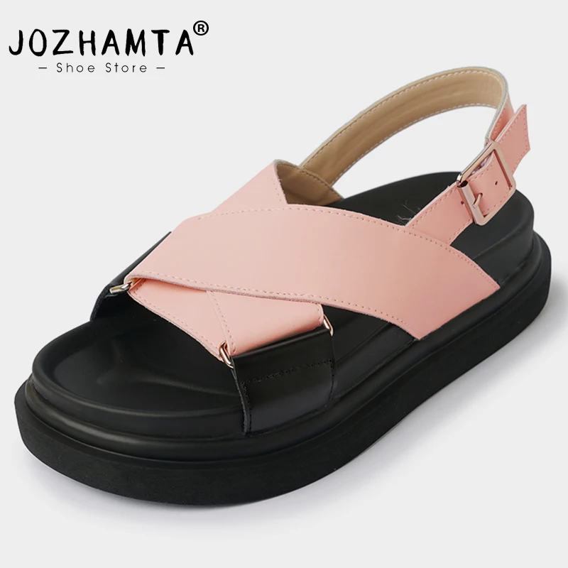 JOZHAMTA-Sand-lias-gladiadoras-femininas-saltos-de-cunha-de-couro-genu ...