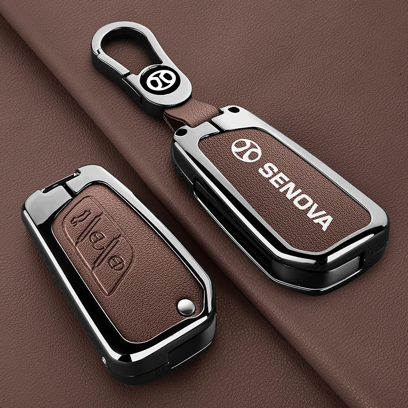 Zinc Alloy Leather Car Key Fob Case Case for BAIC Senova X25 X35 X55 ...